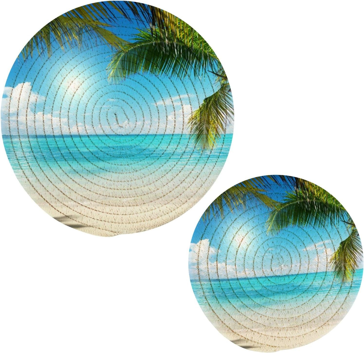 SKYSONIC Sea Beach Trivets Set of 2 Kitchen Decoration Pot Holders Set ...