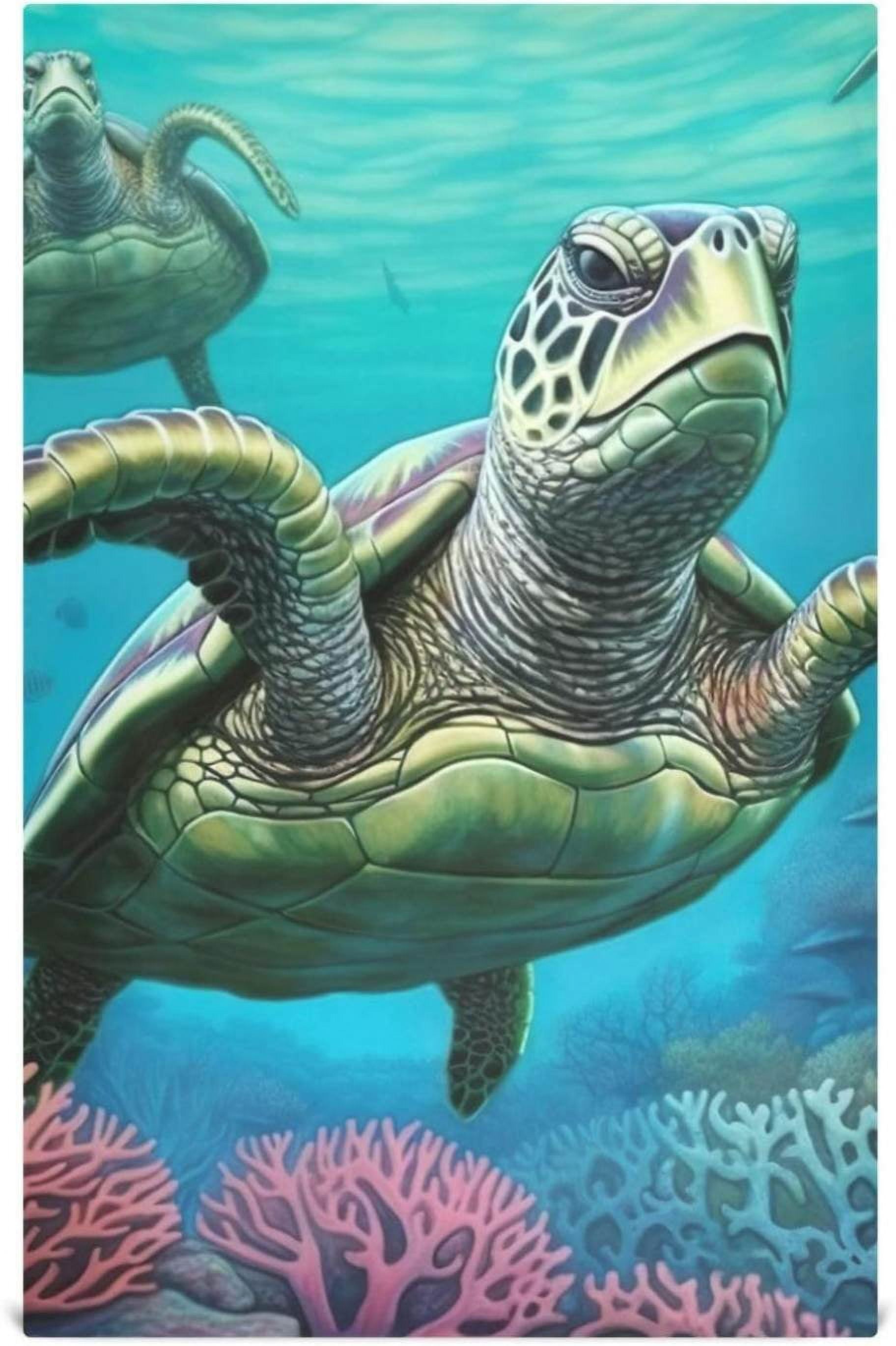 SKYSONIC Sea Turtle Kitchen Towels, 18 x 28 Inch Super Soft and ...