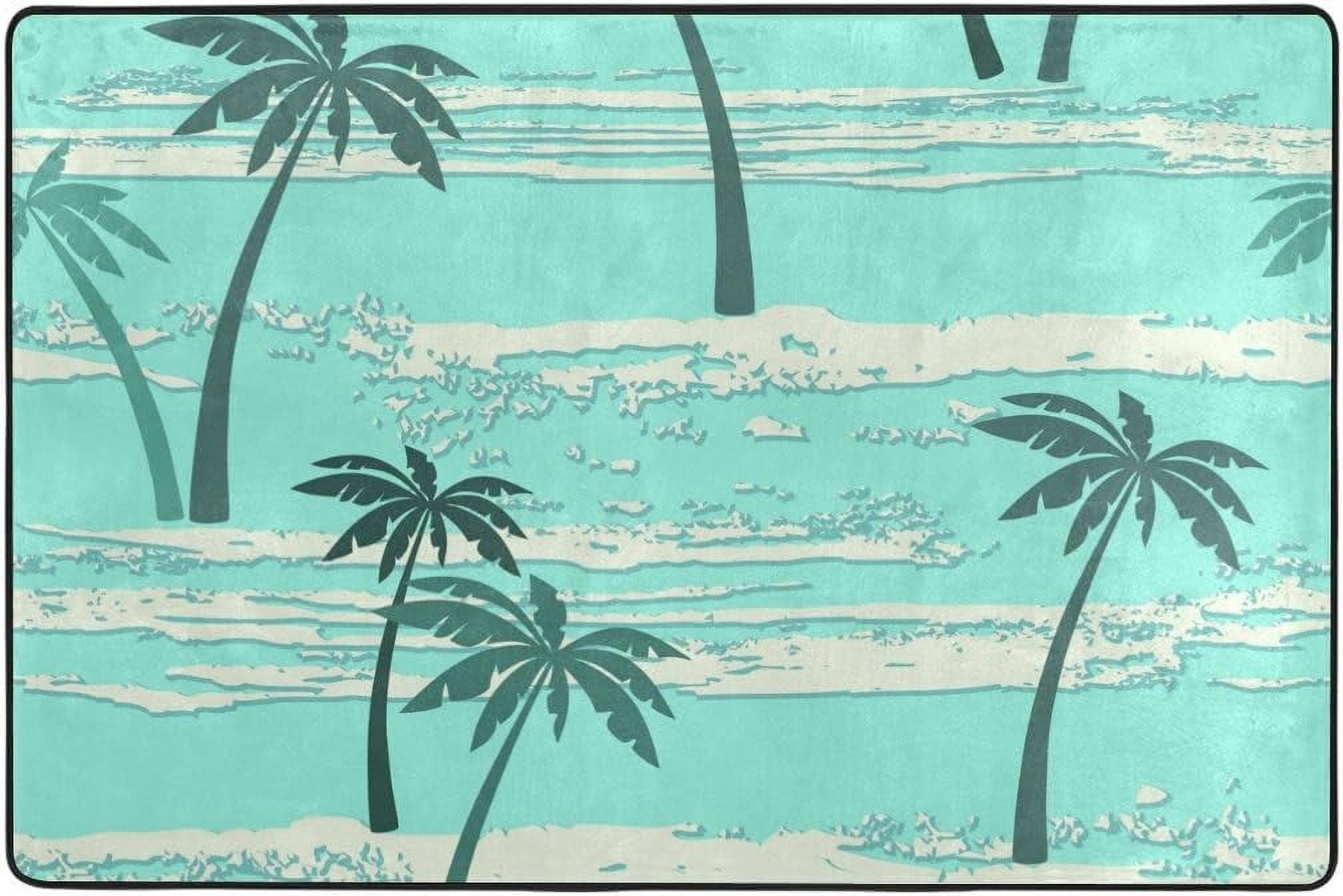 SKYSONIC Sea and Palm Trees Area Rug Pad - 72x48 inch - 100% Light ...