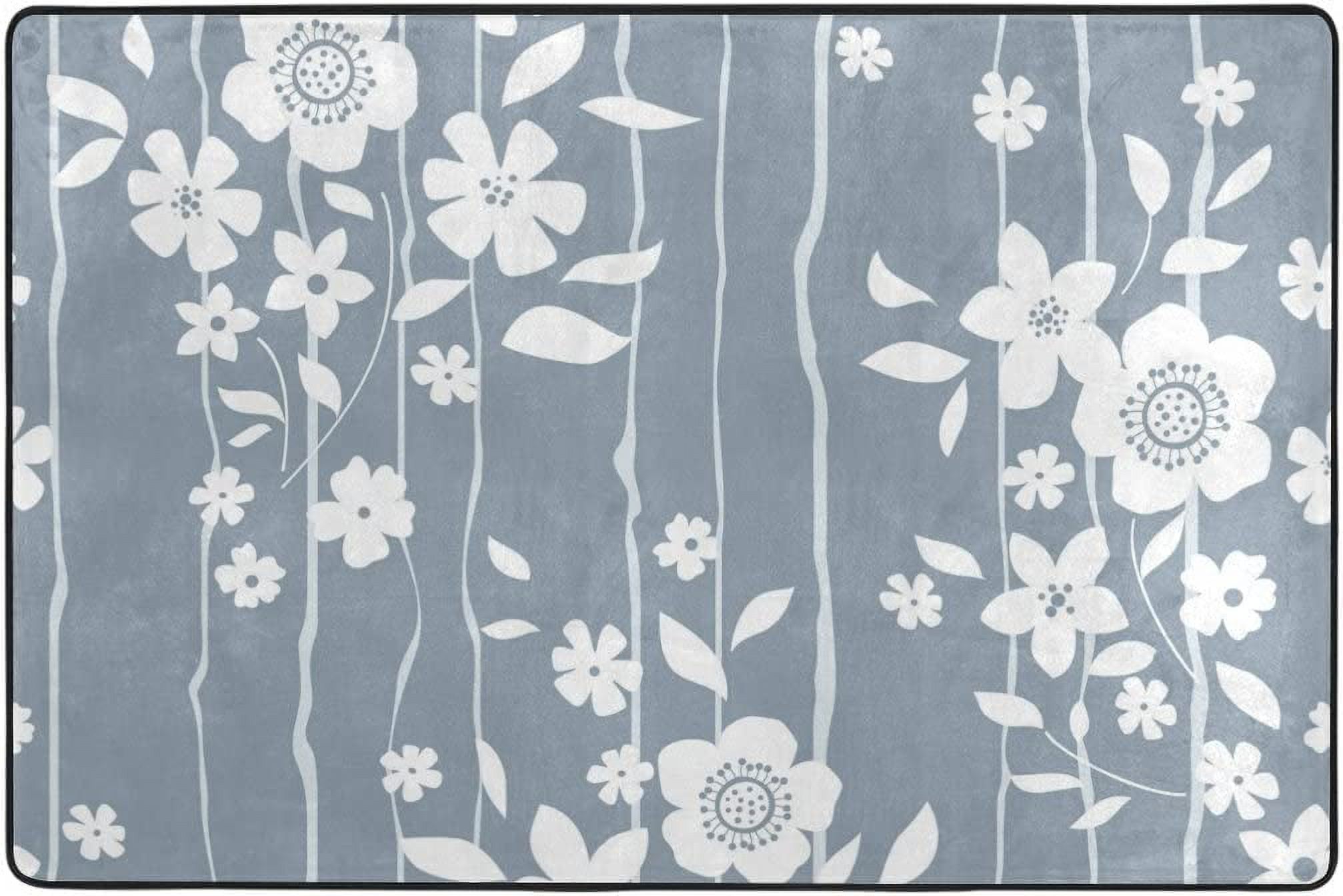 SKYSONIC Seamless Floral Background Area Rug Pad 24x36 Inch 100% Light ...