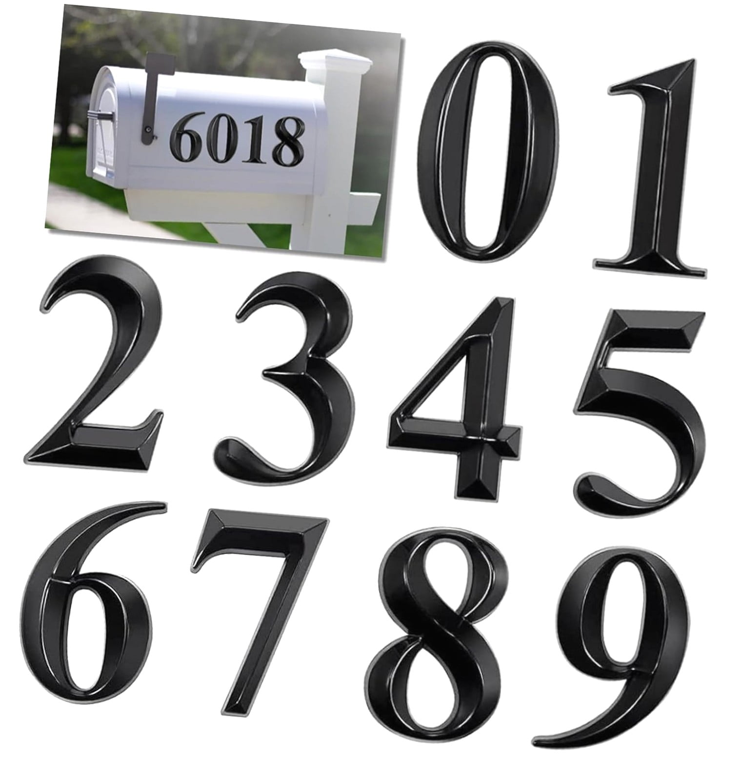 SKYSONIC Self-Adhesive 3 inch House Mailbox Numbers for Outside 0-9 ...