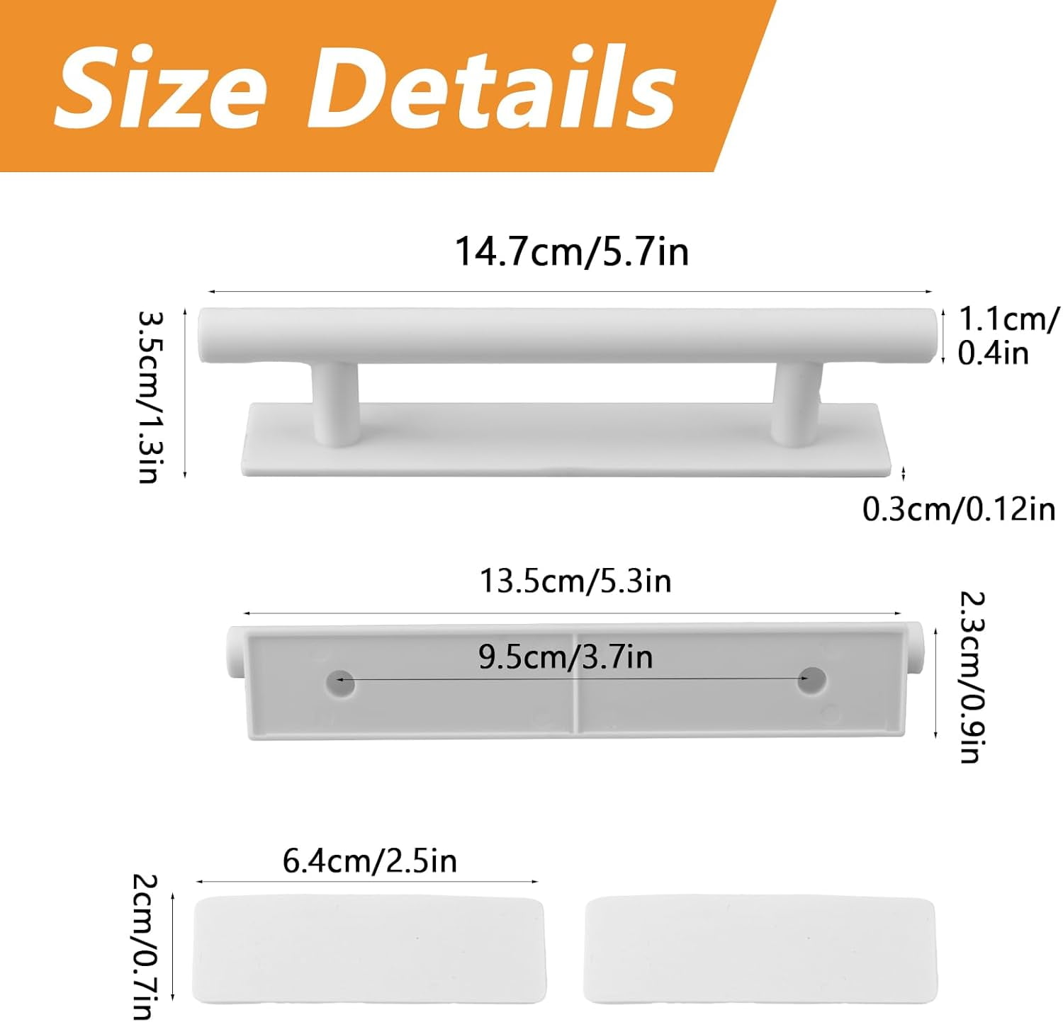 SKYSONIC Self-Adhesive Long Handles, 6pcs White Plastic Convenient ...