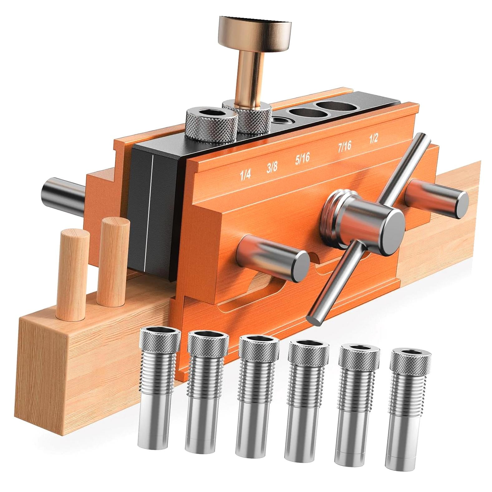 SKYSONIC Self Centering Dowel Jig Kit, Drill Guide Jig Block for ...