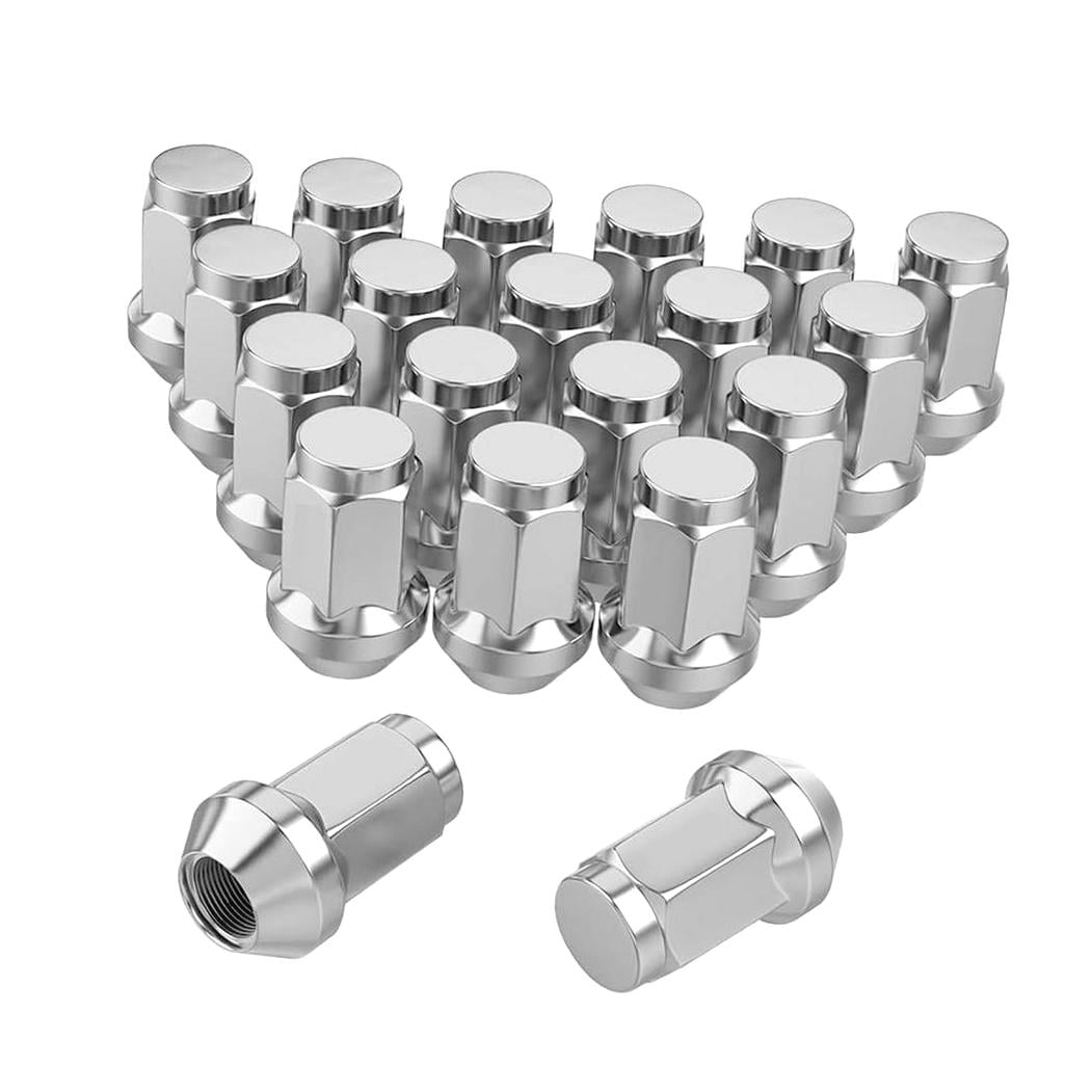 SKYSONIC Set of 20 Chrome 12x1.75 Lug Nuts, 1.38 inch Tall 3/4 inch 19mm Hex 60 Degree Conical ...