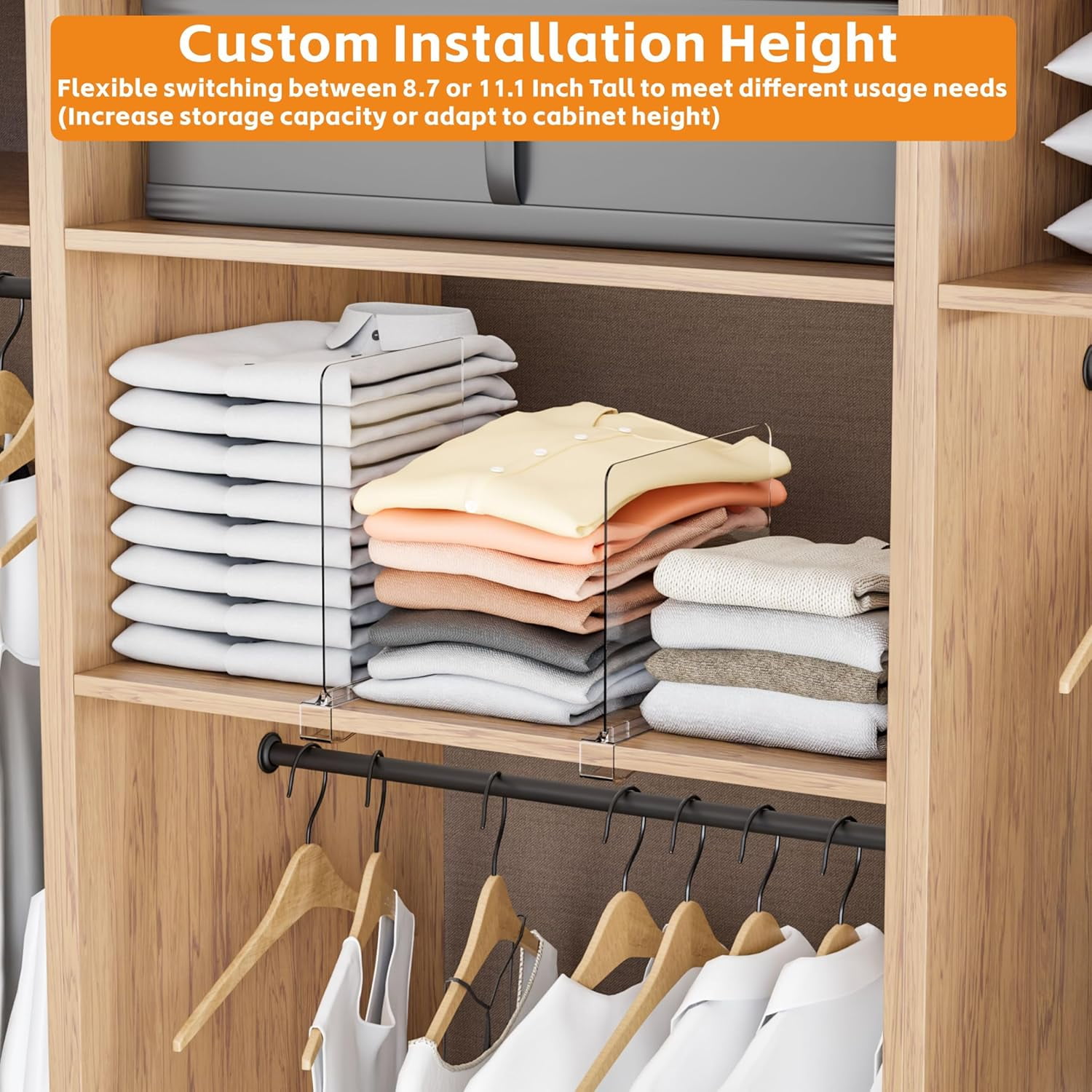 SKYSONIC Set of 4 Acrylic Shelf Dividers for Closet Organization ...