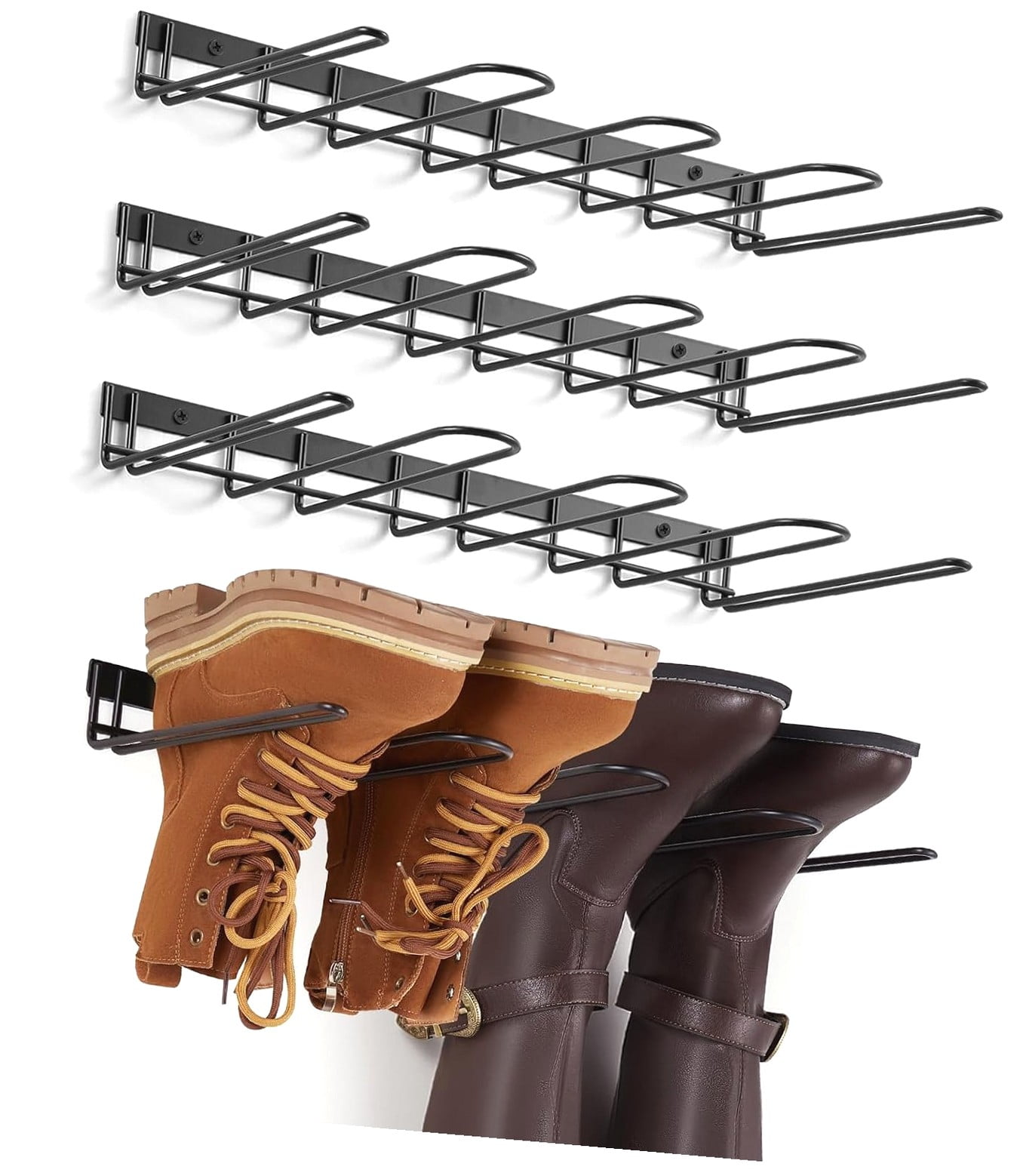 SKYSONIC Shoe Rack, 8 Pairs Wall Mounted Shoe Rack, Sturdy Wader ...