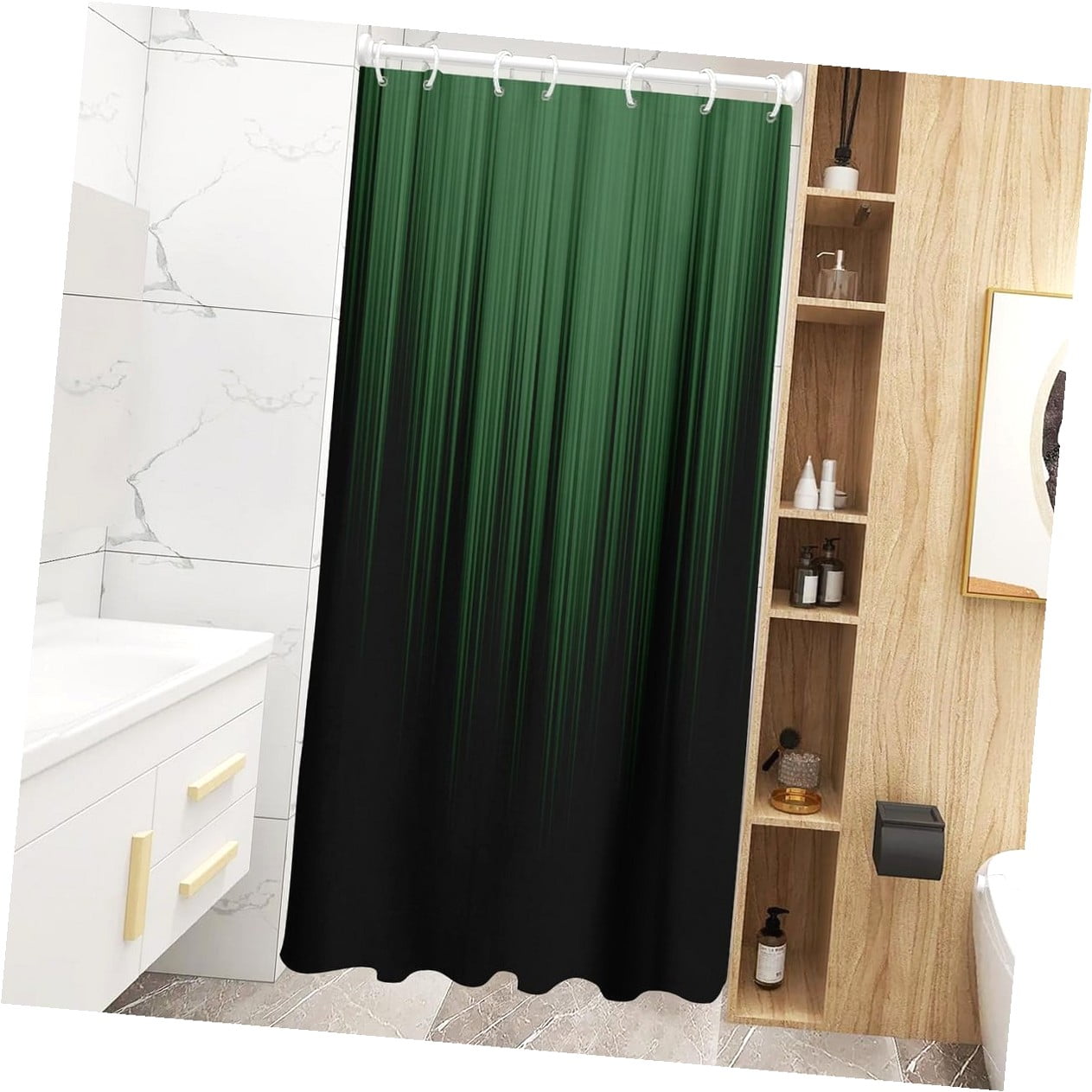 SKYSONIC Shower Curtain Ombre Mens Stall Small Single Walk in Half Size ...