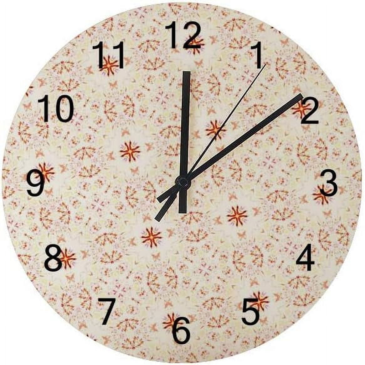 SKYSONIC Silent Wooden Round Wall Clock Colorful Ornament Design Non ...