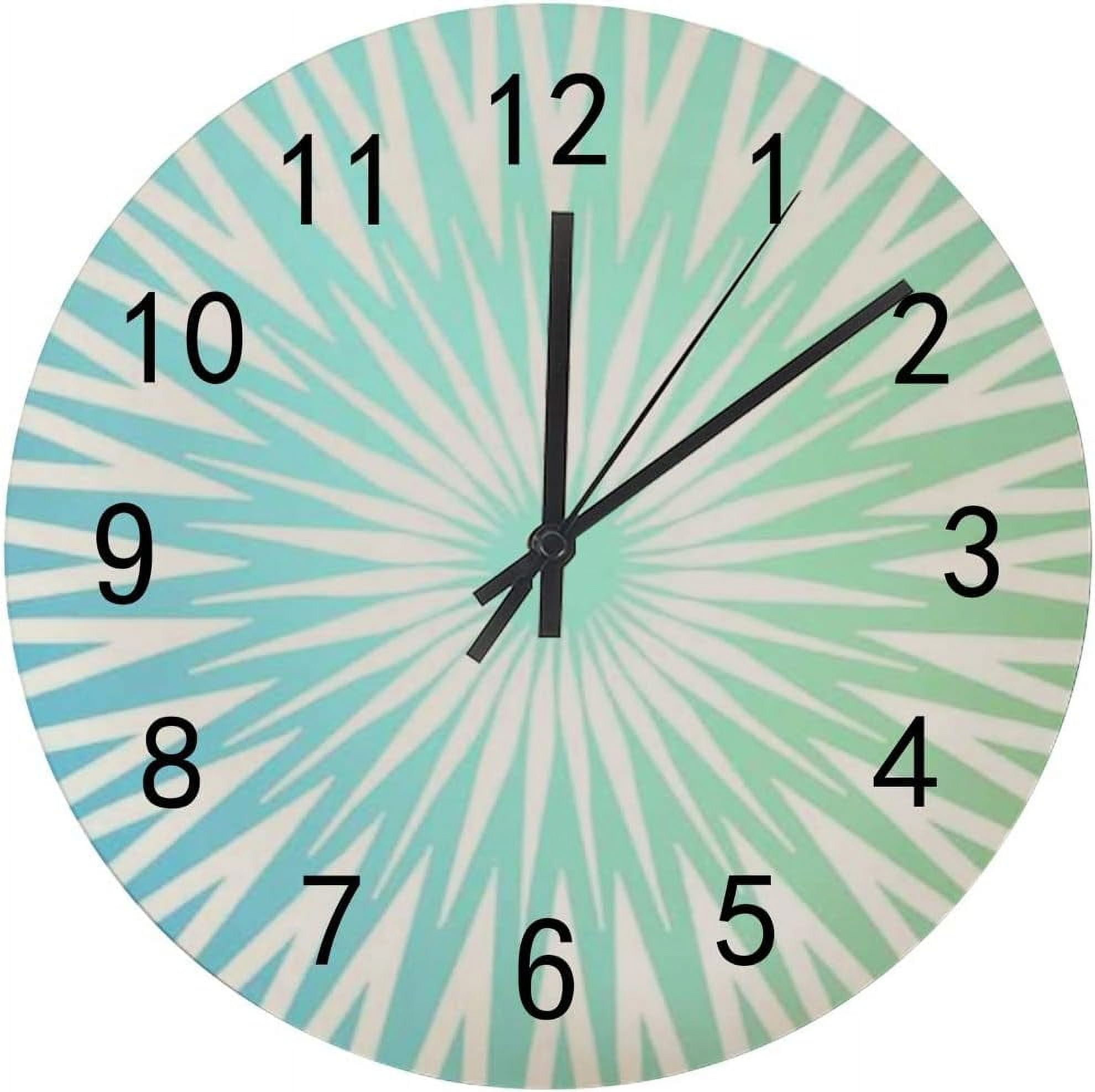 SKYSONIC Silent Wooden Round Wall Clock Repeated Sticks Non Ticking ...