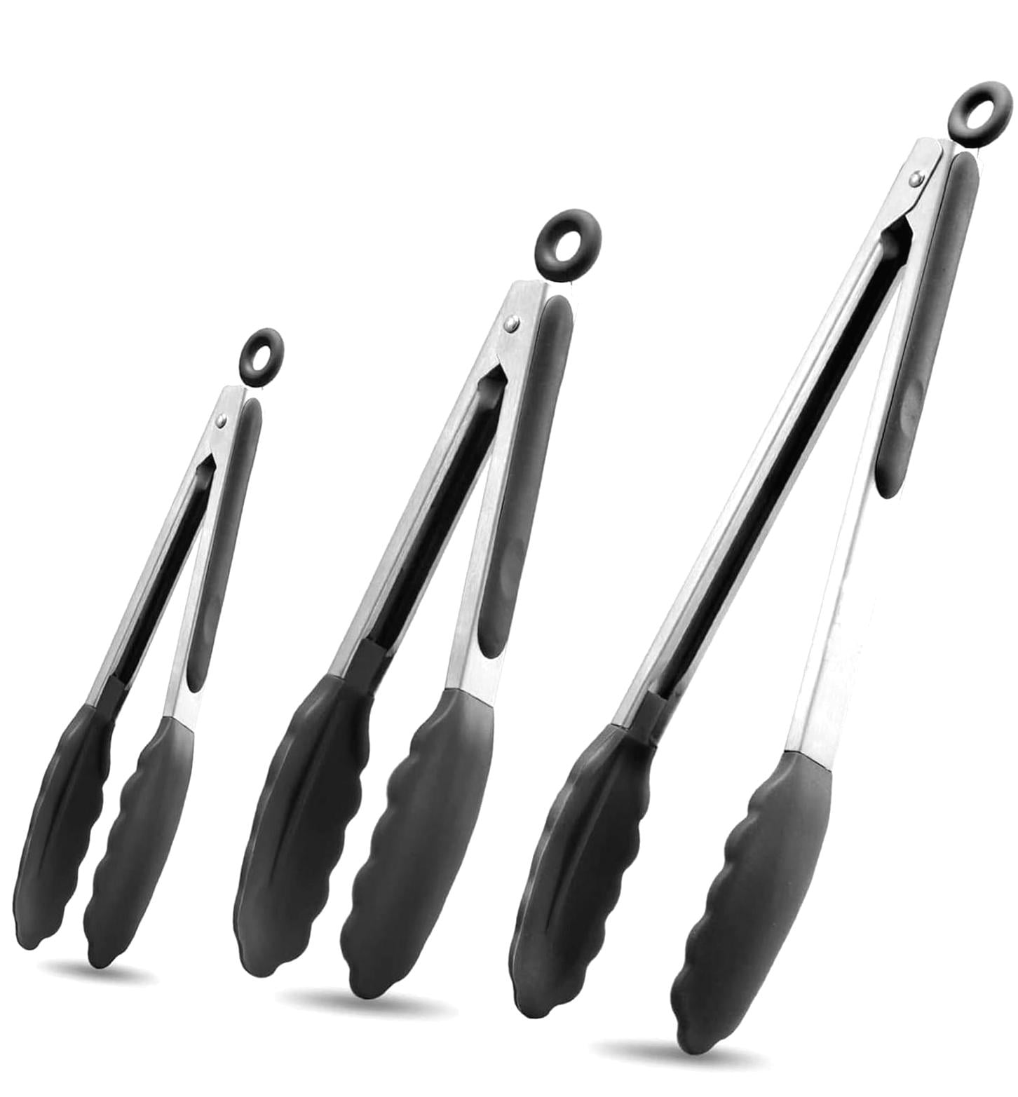 SKYSONIC Silicone-Tipped Kitchen Tongs, Heat-Resistant Up to 600°F ...