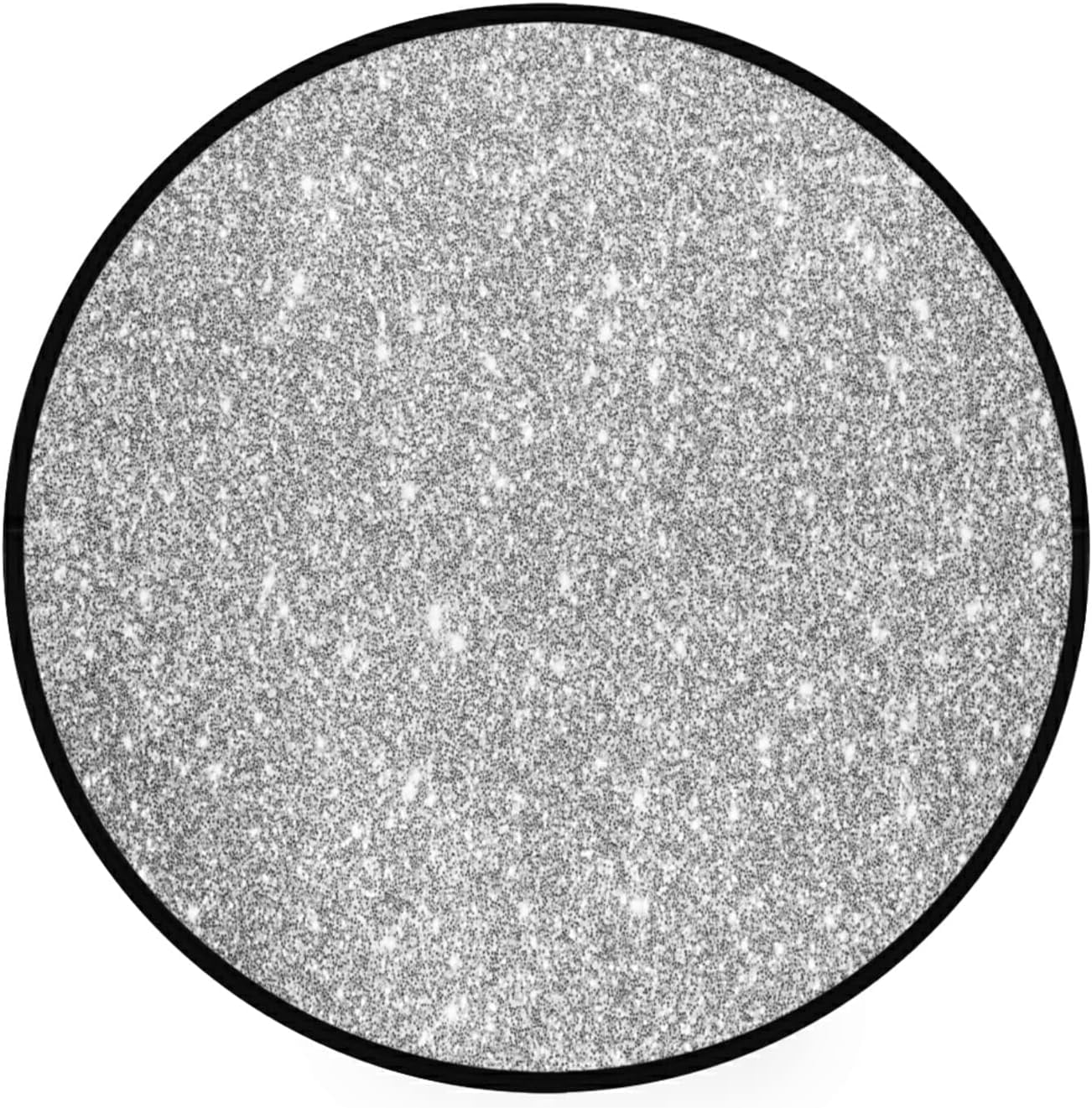 SKYSONIC Silver Glitter Texture Round Area Rug Chair Couch Cover Area ...
