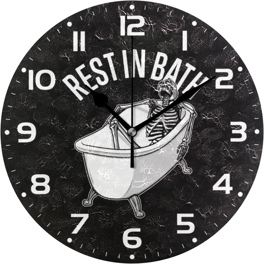SKYSONIC Skull Bathtub Wall Clock 10 Inch Silent Non Ticking Round ...