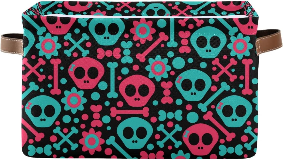 SKYSONIC Skull Laundry Basket Collapsible Laundry Hamper Clothes Toys ...