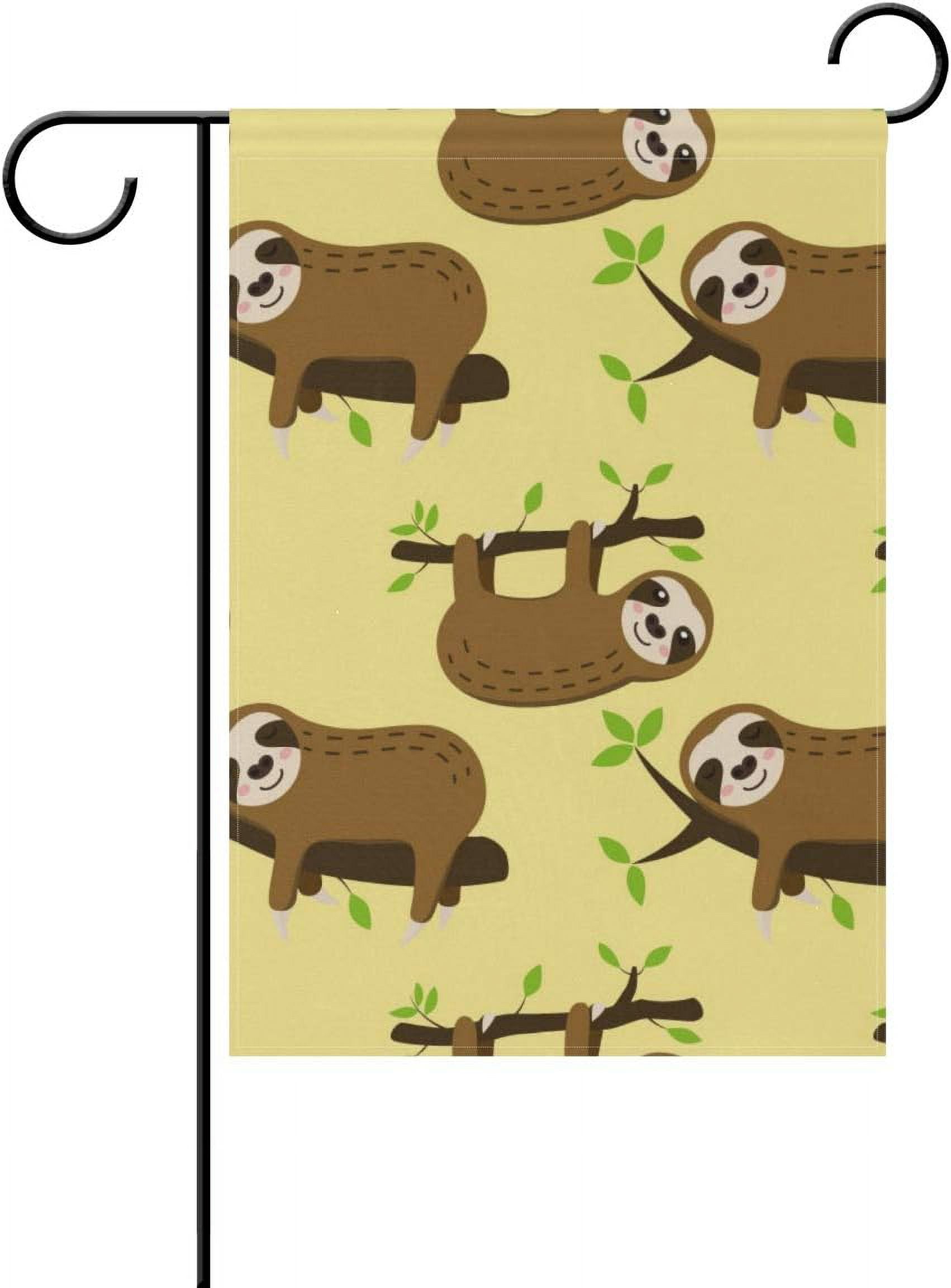 SKYSONIC Sleeping Sloth Double-Sided Printed Garden House Sports Flag ...