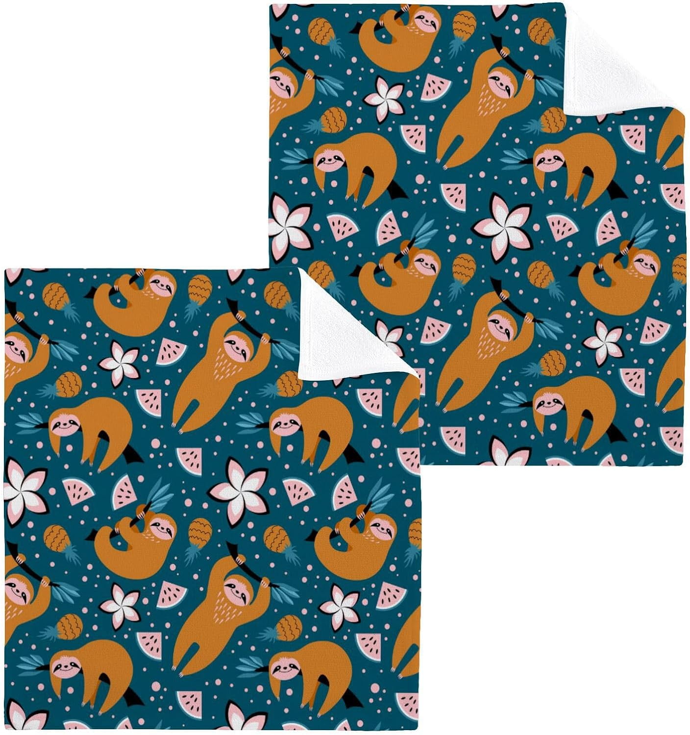 SKYSONIC Sloth Cotton Washcloths Set of 6, Highly Absorbent Soft ...