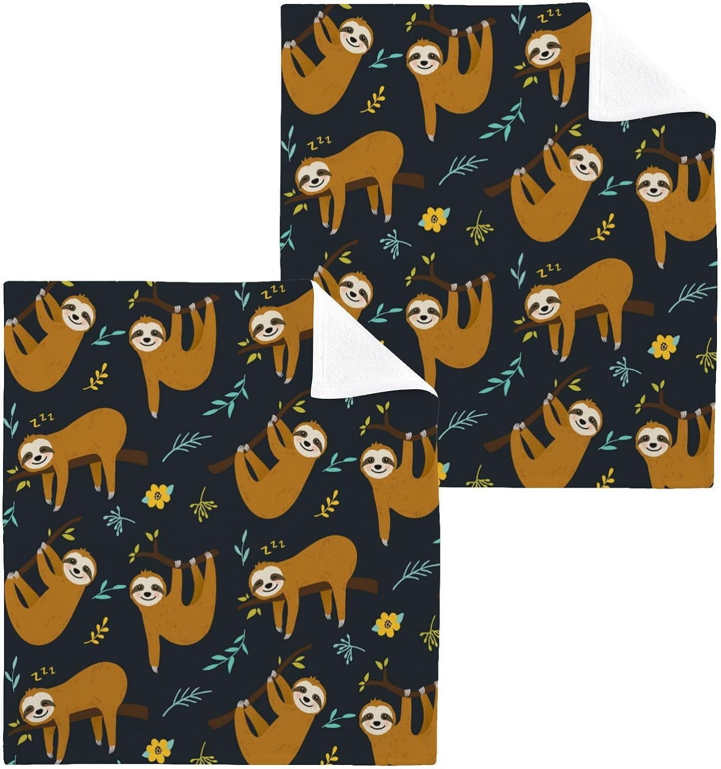 SKYSONIC Sloth Cotton Washcloths Set of 6, Highly Absorbent Soft ...