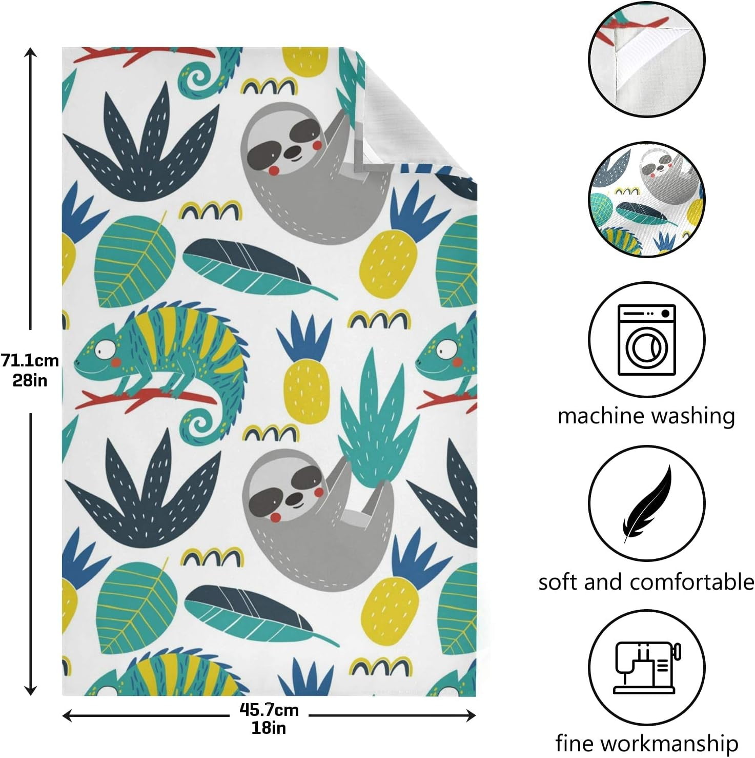 SKYSONIC Sloth Kitchen Dish Towel Set of 1, Super Absorbent Soft Drying ...