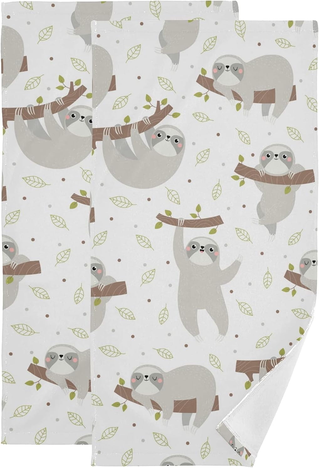 SKYSONIC Sloth Soft Hand Towels 2-Piece,14.4" x 28.3" Absorbent Bath ...