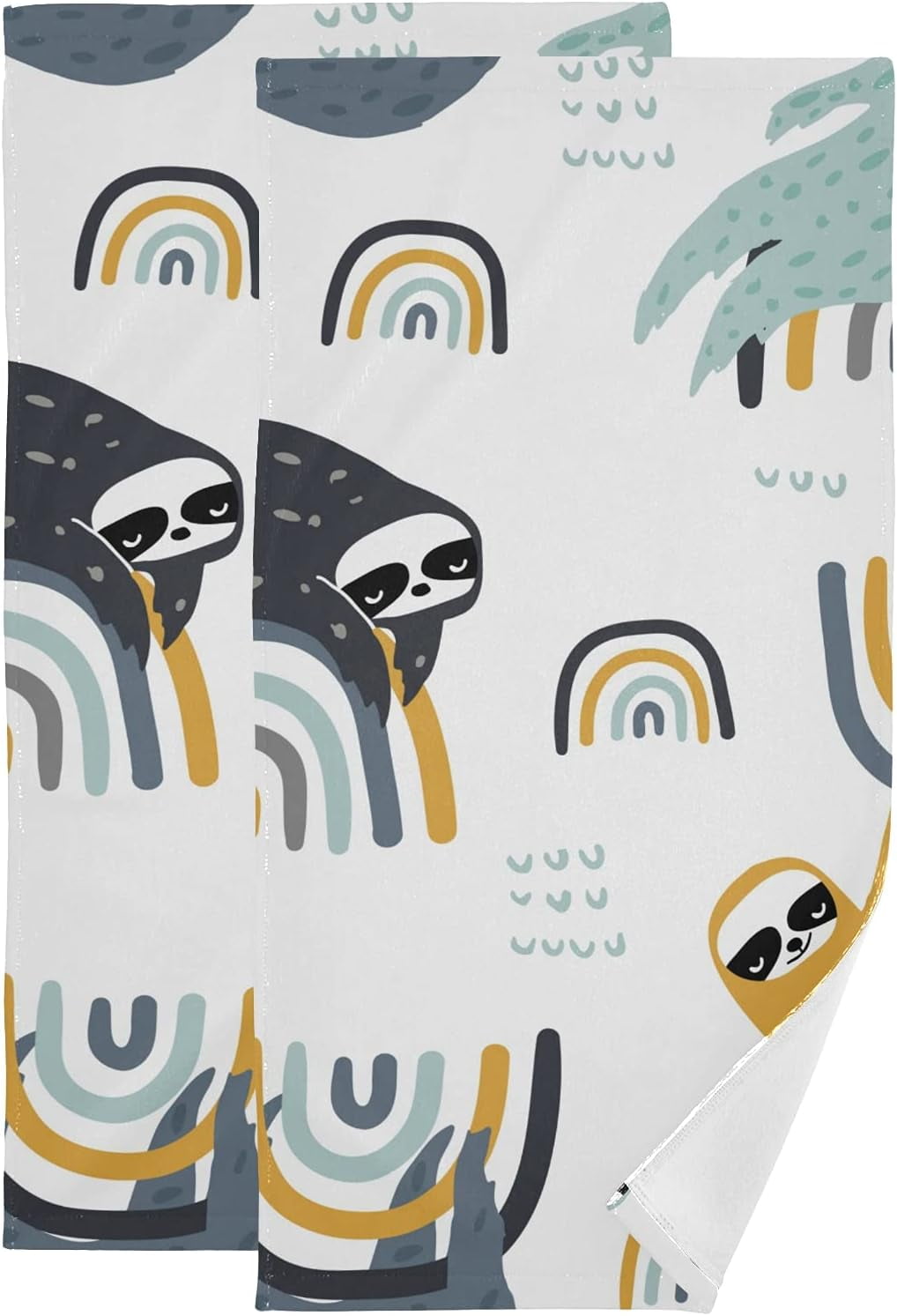 SKYSONIC Sloth Soft Hand Towels 2-Piece Absorbent Bath Towel Decorative ...