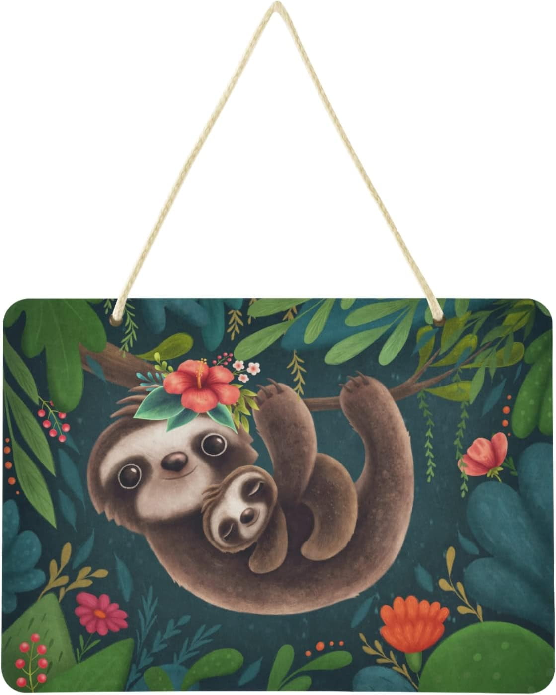 SKYSONIC Sloths Welcome Sign Front Door Decor Wall Hanging Plaque ...