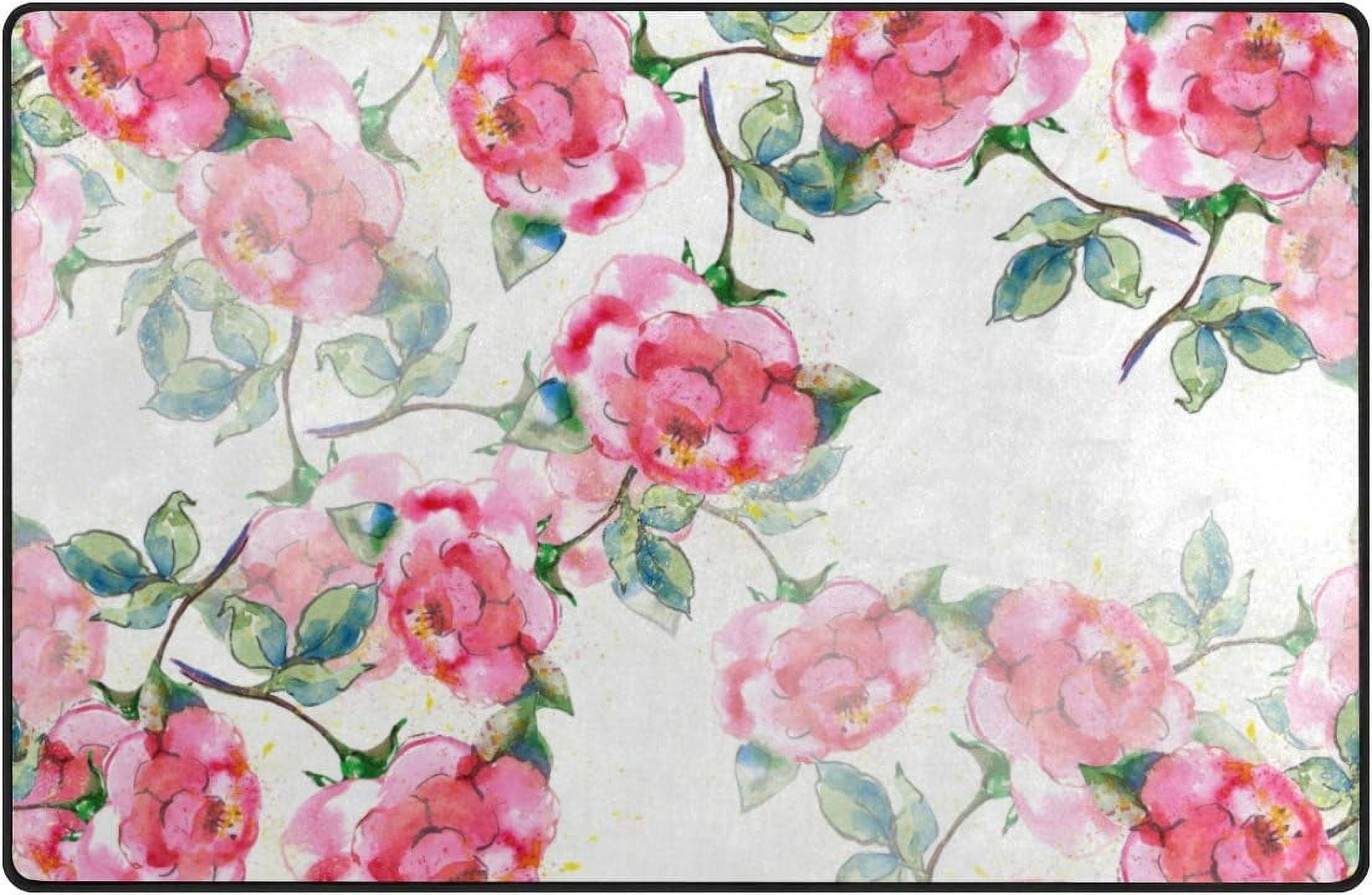 SKYSONIC Small Pink Roses Area Rug Pad - 31 x 20 inch - 100% Light ...