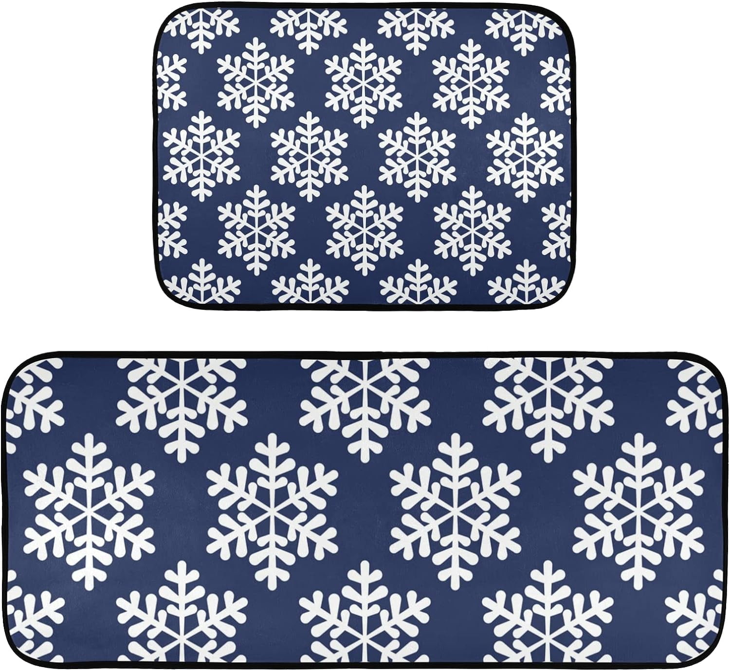 SKYSONIC Snowflake 2 Pieces Kitchen Rug Cushioned Anti-Fatigue Kitchen ...