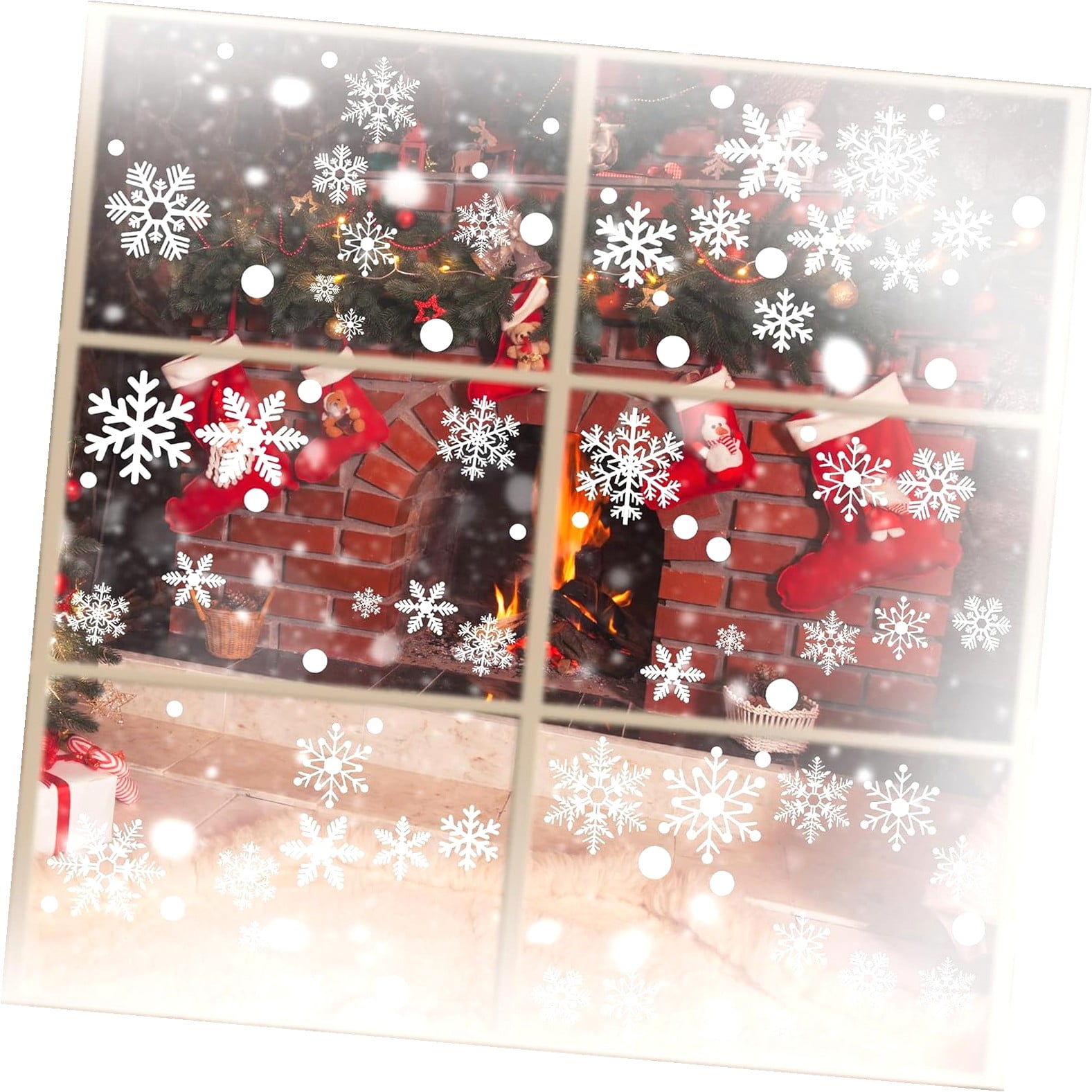 SKYSONIC Snowflake Window Clings for Snow Effect, 321PCS Christmas ...
