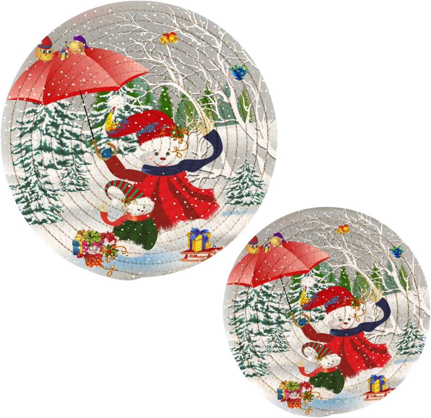SKYSONIC Snowy Winter Snowmen Pot Holders Trivets, 2 Pcs Heat Resistant ...