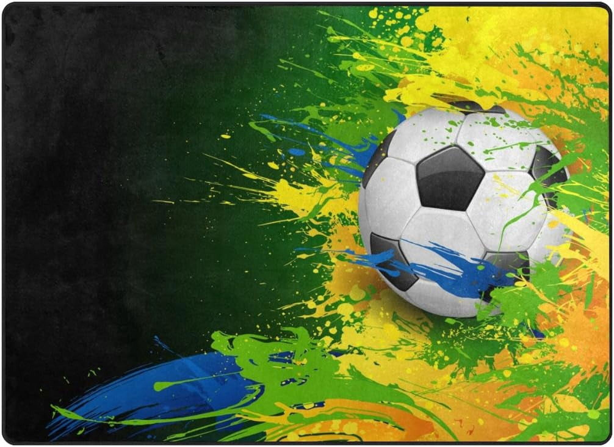SKYSONIC Soccer Ball Football Area Rug Pad - 63x48 inch - 100% Light ...