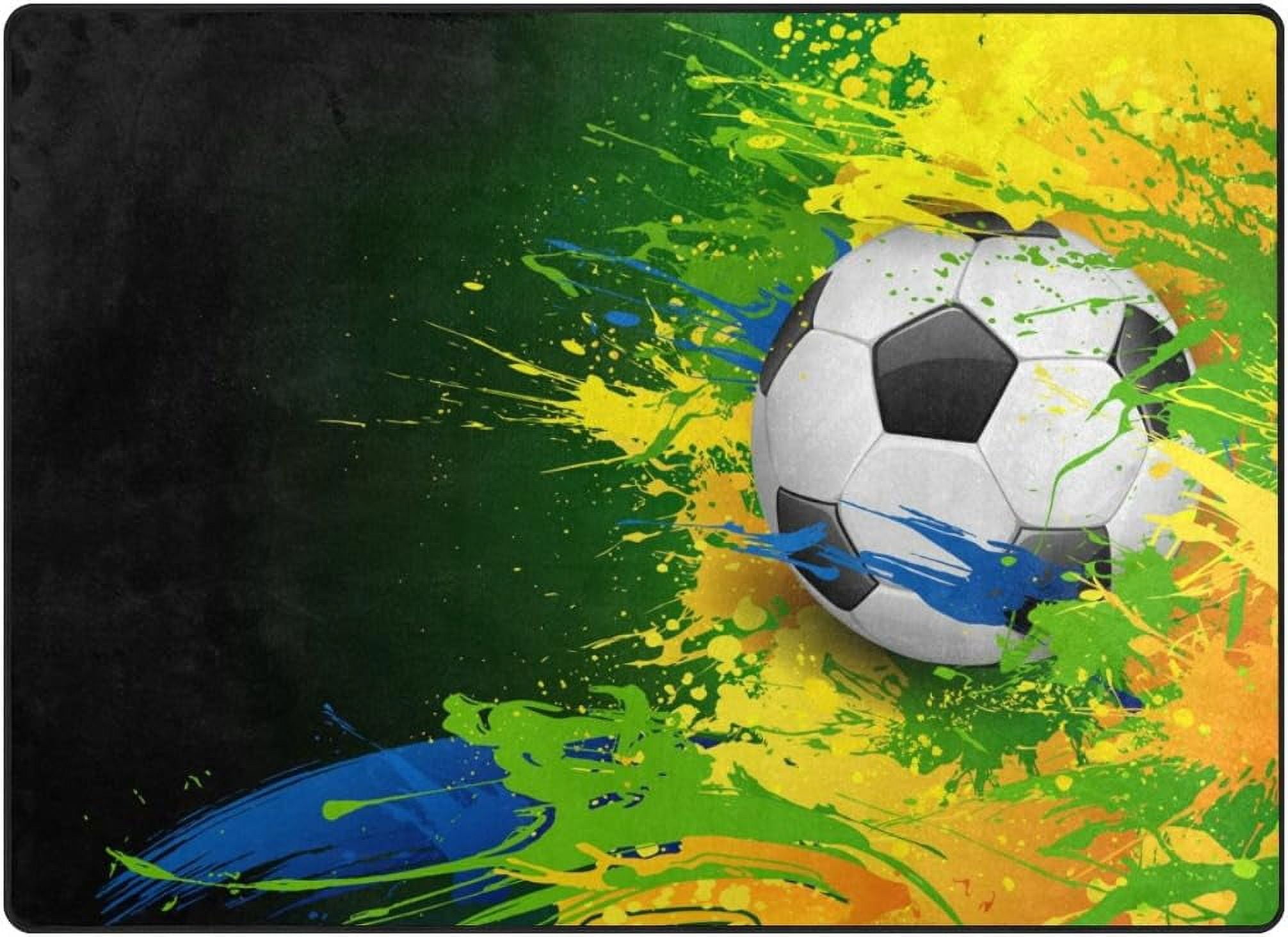 SKYSONIC Soccer Ball Football Area Rug Pad - 80x58 inch - 100% Light ...