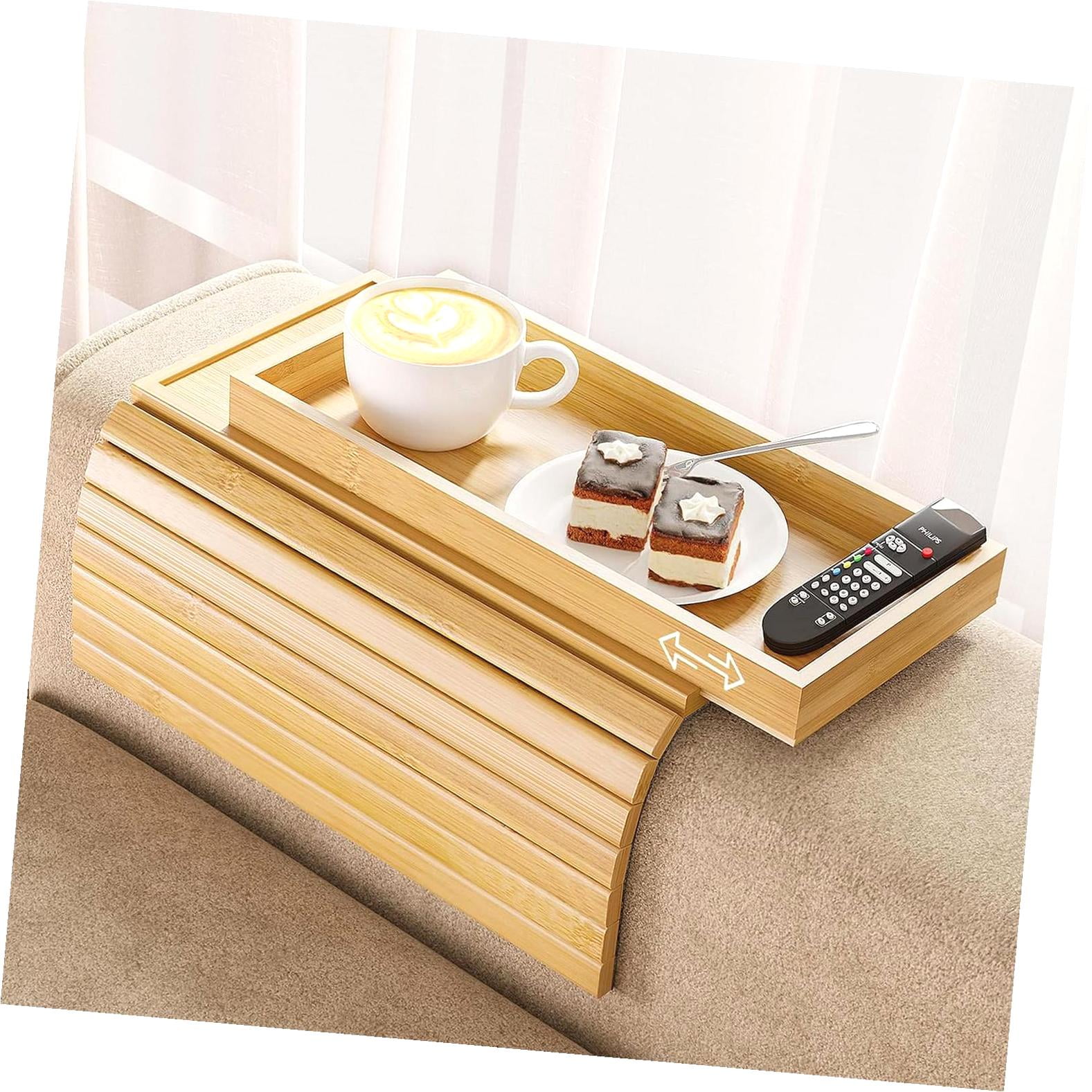 SKYSONIC Sofa Armrest Tray Table for Couch - 2-in-1 Couch Arm Table ...