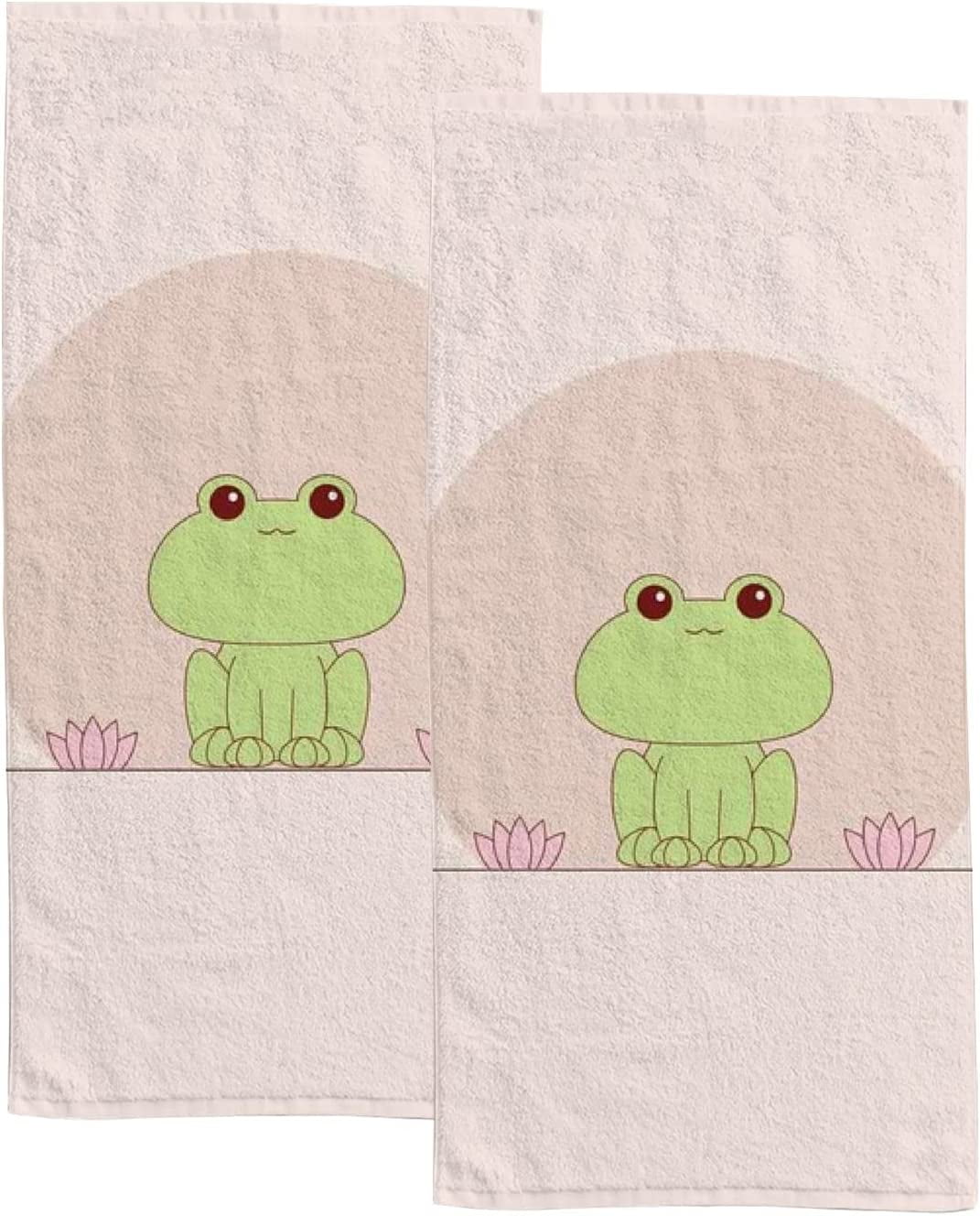 SKYSONIC Soft Hand Fingertip Towels 2 Pcs Face Bath Towels Kawaii Frog ...