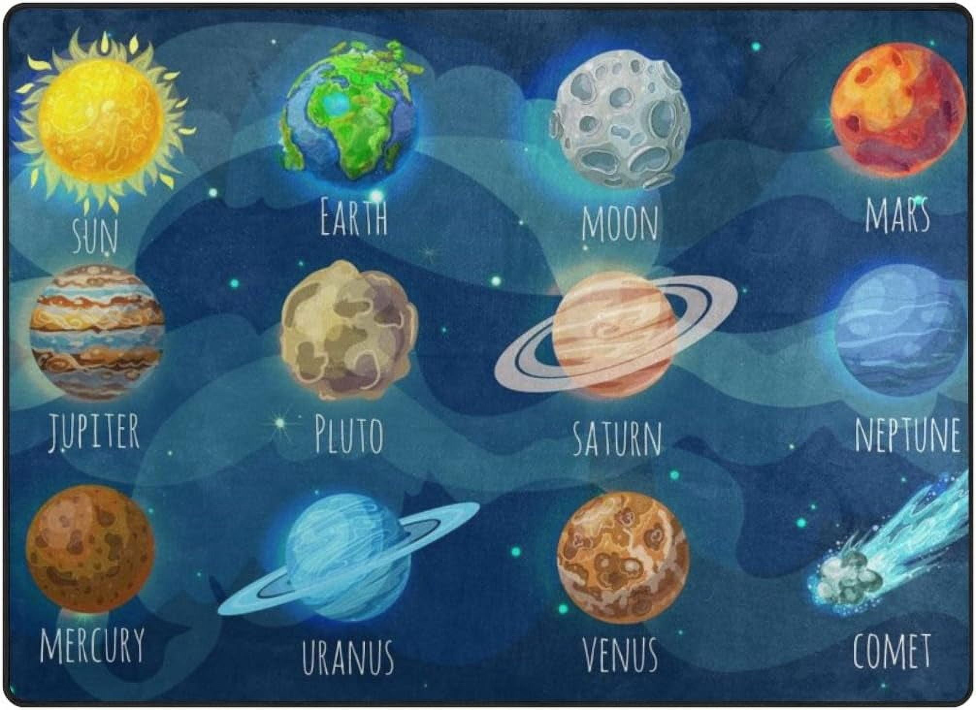 SKYSONIC Solar System Planets 80x58 inches Lightweight Soft Area Rug ...