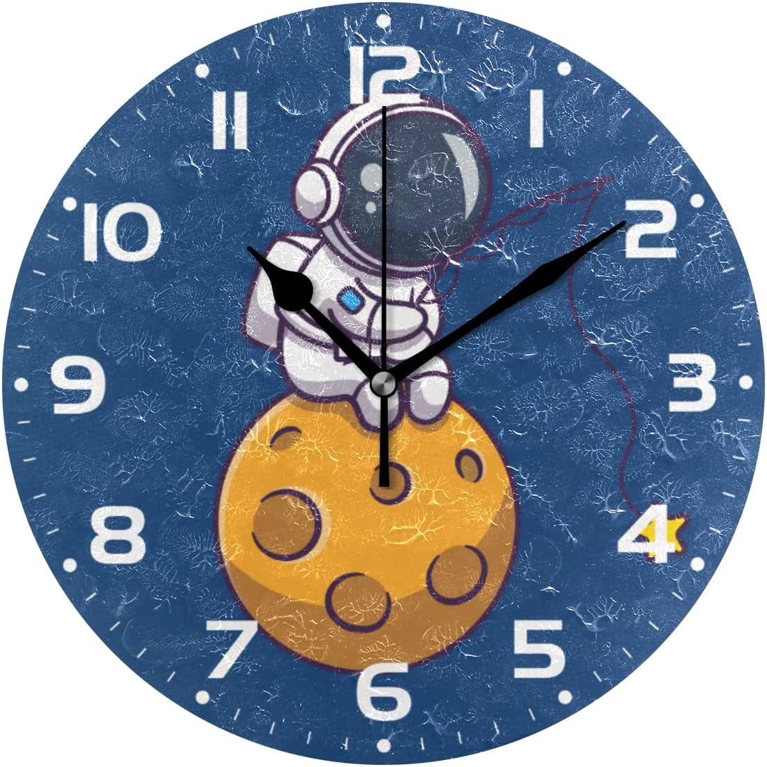 SKYSONIC Space Astronaut Wall Clock 10 Inch Silent Non Ticking Round ...