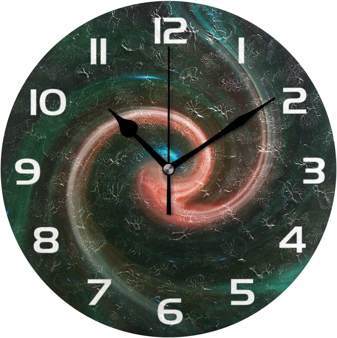 SKYSONIC Space Galaxy Wall Clock 10 Inch Silent Non Ticking Round Clock ...