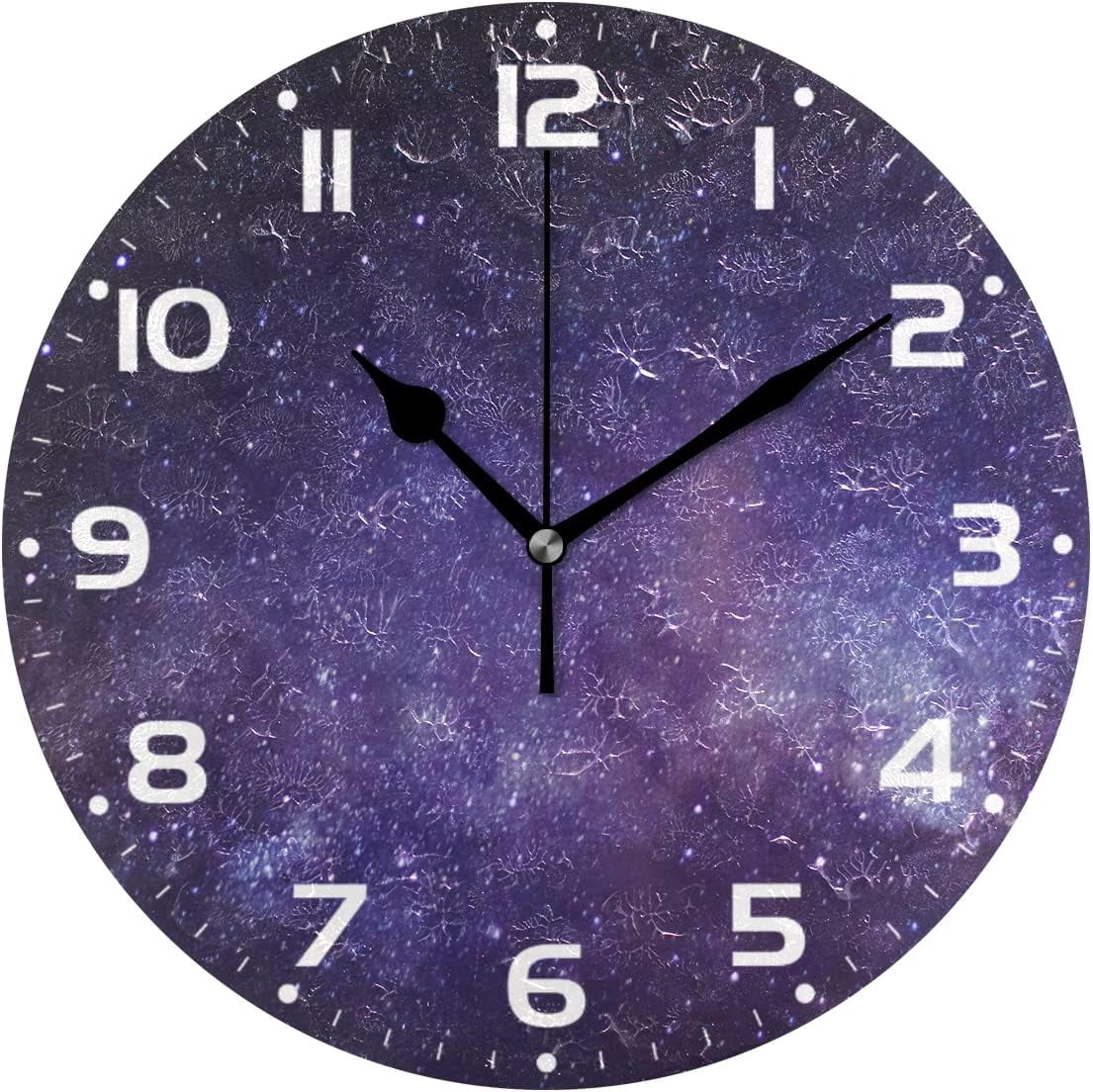 SKYSONIC Space Galaxy Wall Clock 10 Inch Silent Non Ticking Round Clock ...