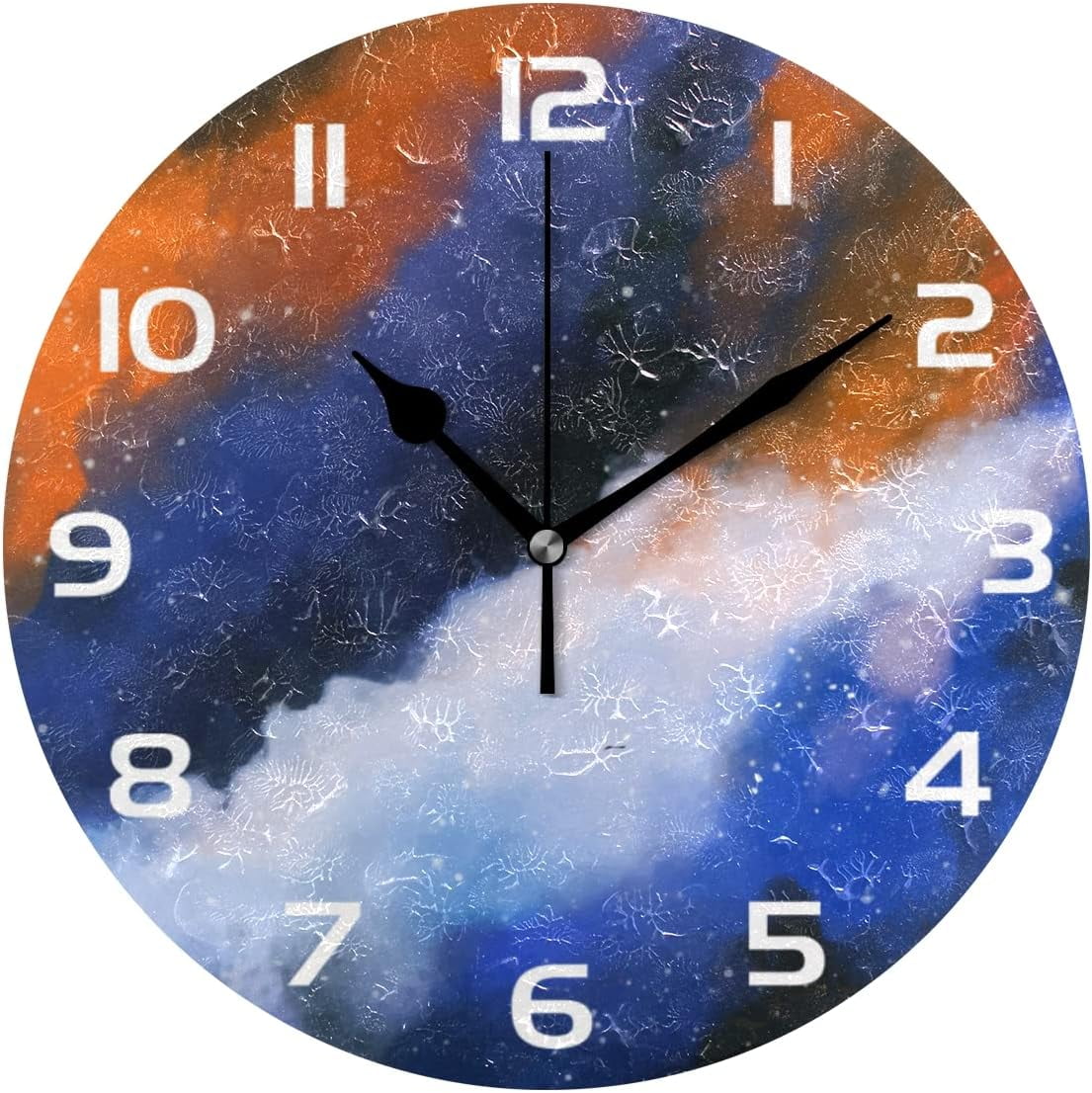 SKYSONIC Space Galaxy Wall Clock 10 Inch Silent Non Ticking Round Clock ...