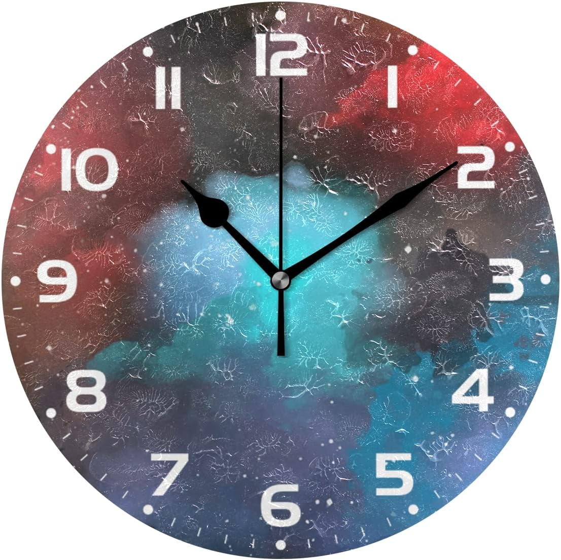SKYSONIC Space Galaxy Wall Clock 10 Inch Silent Non Ticking Round Clock ...