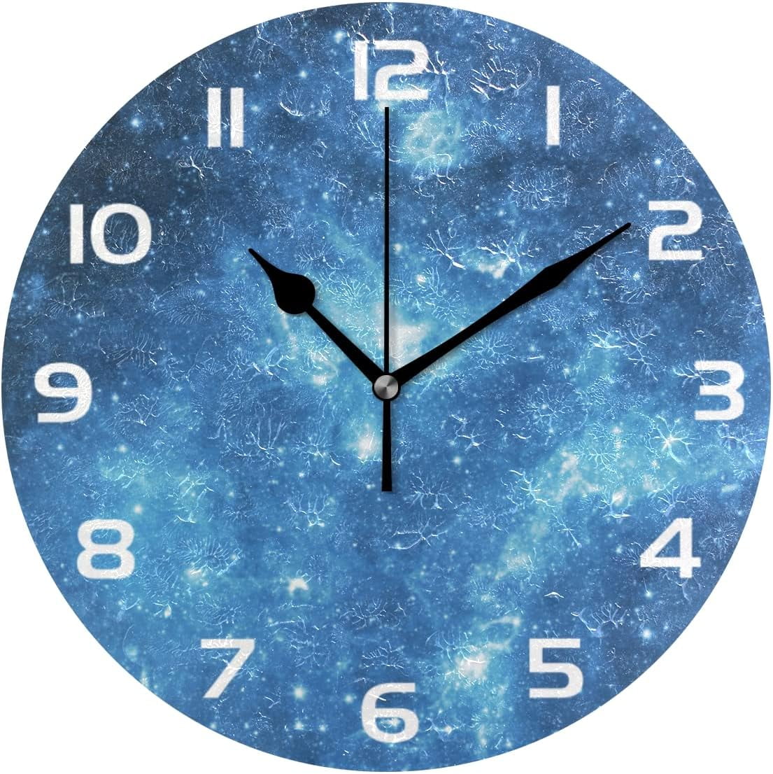 SKYSONIC Space Galaxy Wall Clock 10 Inch Silent Non Ticking Round Clock ...