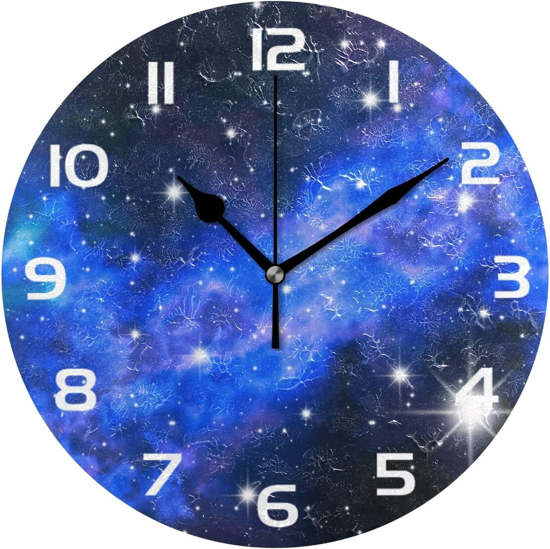 SKYSONIC Space Galaxy Wall Clock 10 Inch Silent Non Ticking Round Clock ...