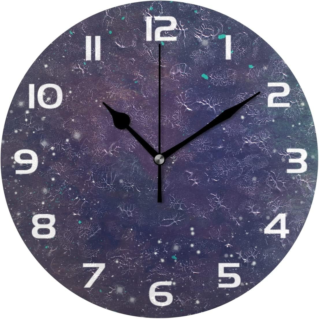 SKYSONIC Space Galaxy Wall Clock 10 Inch Silent Non Ticking Round Clock ...