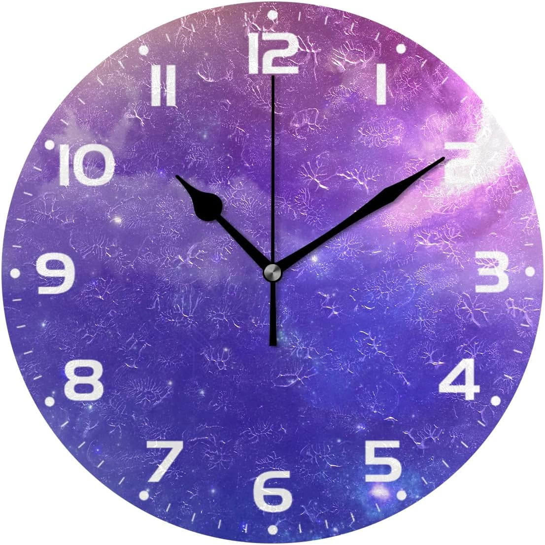 SKYSONIC Space Galaxy Wall Clock 10 Inch Silent Non Ticking Round Clock ...