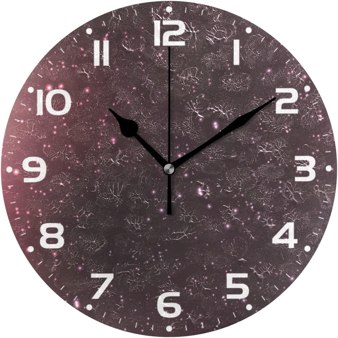 SKYSONIC Space Galaxy Wall Clock 10 Inch Silent Non Ticking Round Clock ...