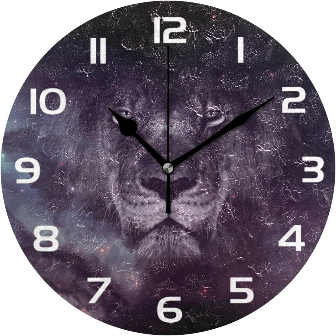 SKYSONIC Space Galaxy Wall Clock 10 Inch Silent Non Ticking Round Clock ...