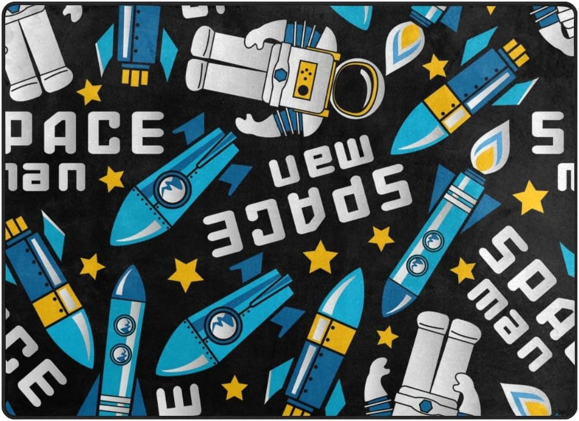 SKYSONIC Space Man Rockets 80x58 inches Lightweight Soft Area Rug Mat ...