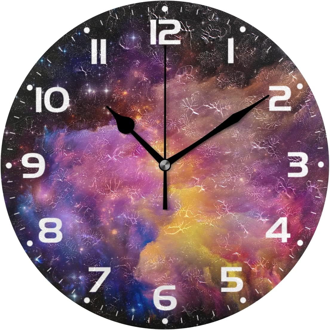 SKYSONIC Space Rainbow Wall Clock 10 Inch Silent Non Ticking Round ...