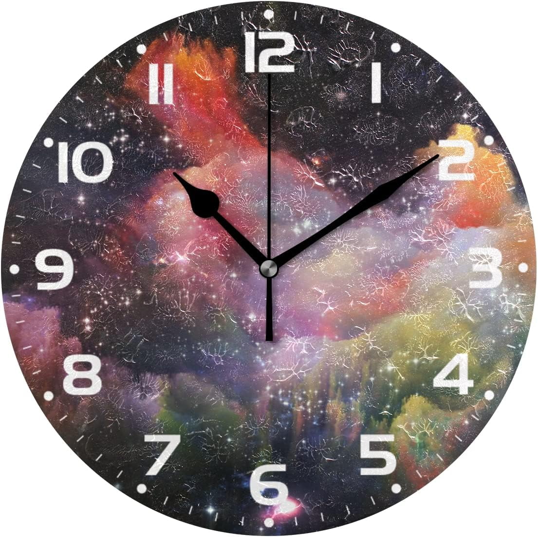 SKYSONIC Space Rainbow Wall Clock 10 Inch Silent Non Ticking Round ...