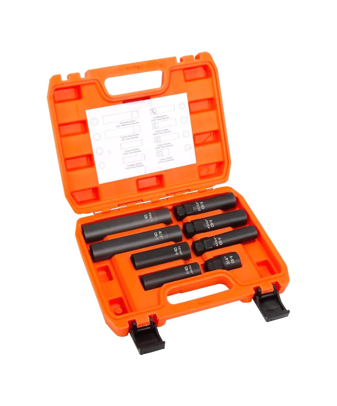 SKYSONIC Spline Socket Set, an 8-piece kit designed for 5, 6, 7, 10 ...