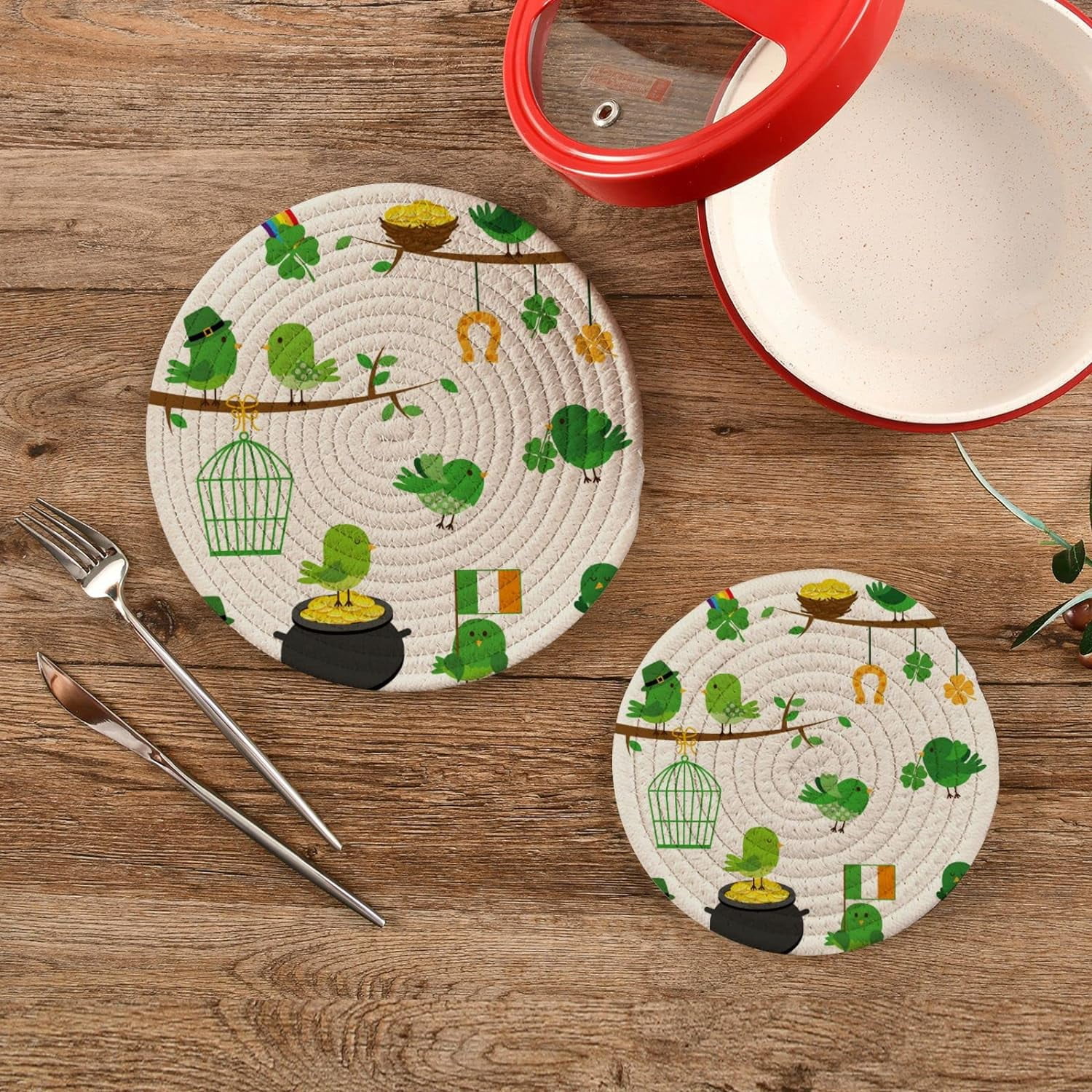 SKYSONIC St Patrick's Day Birds Pot Holders Trivets, 2 Pcs Heat ...