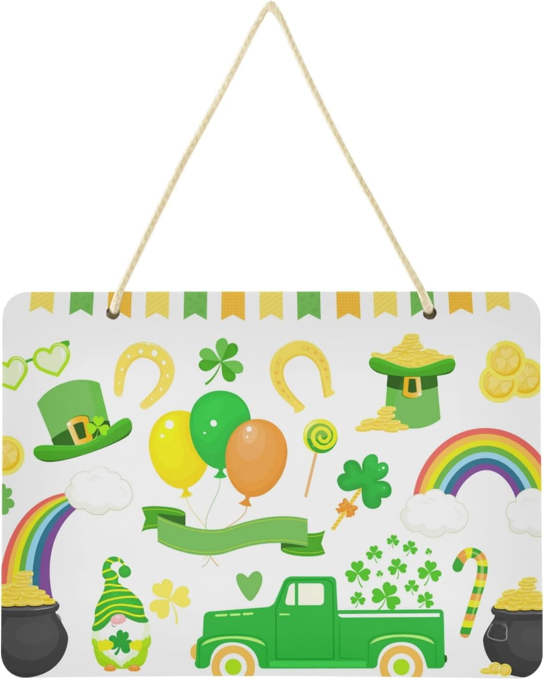 SKYSONIC St. Patrick's Day Clover Welcome Sign Front Door Decor Wall ...